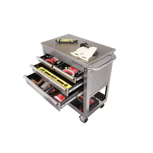 Husky HOUC3304JX1 33 in. 4-Drawer Stainless Steel Mechanics Cart ...
